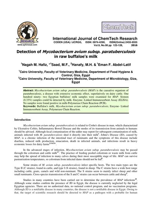 Pdf Detection Of Mycobacterium Avium Subsp Paratuberculosis In Raw Buffaloes Milk