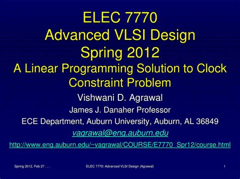 Vishwani D Agrawal James J Danaher Professor Ppt Download