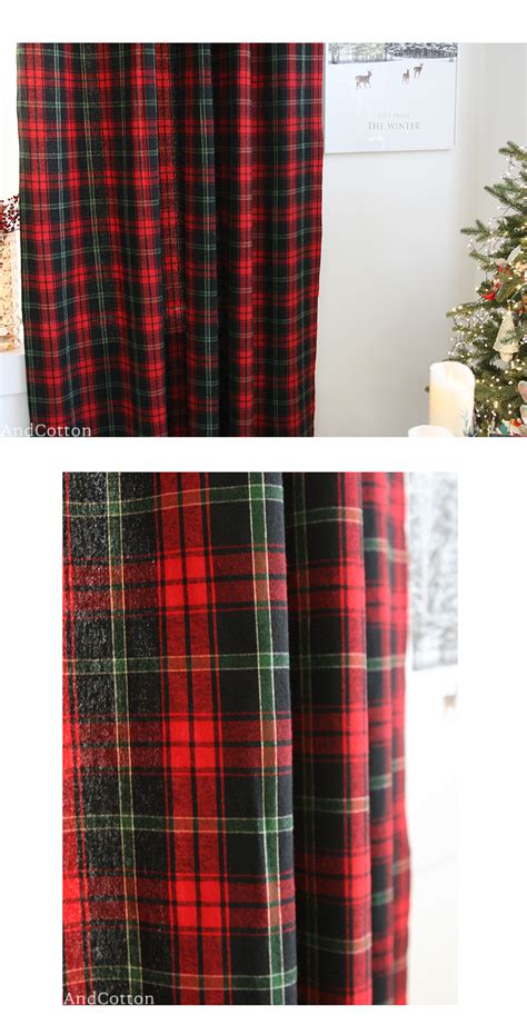 크리스마스 윈터체크 기모 방한 커튼 거실 창문 공간분리 가리개 홈파티 인테리어 감도 깊은 취향 셀렉트샵 29cm