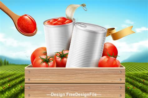 Organic Tomato Canned Advertising Poster Vector Free Download