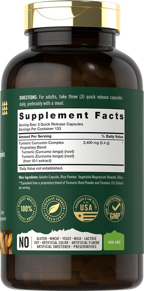 칼라일 강황 커큐민 보충제 2400mg 400캡슐 푸드세이프