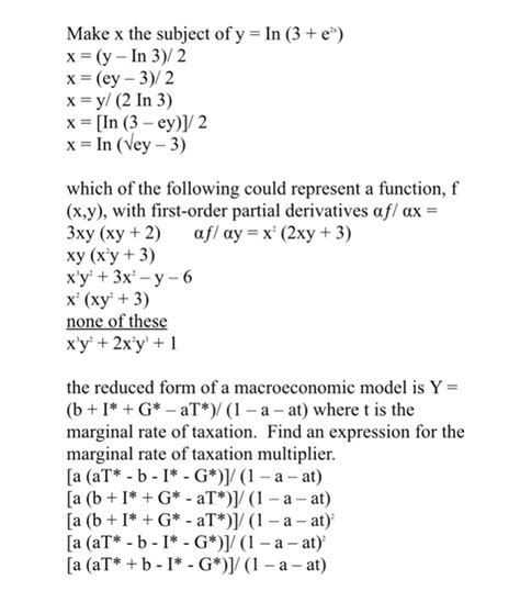 Solved Make X The Subject Of Y In 3 E Xy In 3 2