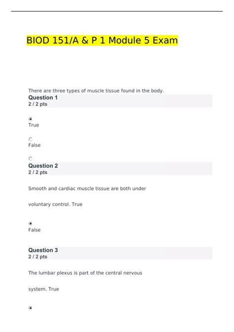 Modul 5 Exam Questions And Answers Latest Correct Answers BIOD 151 A P 1 Stuvia US