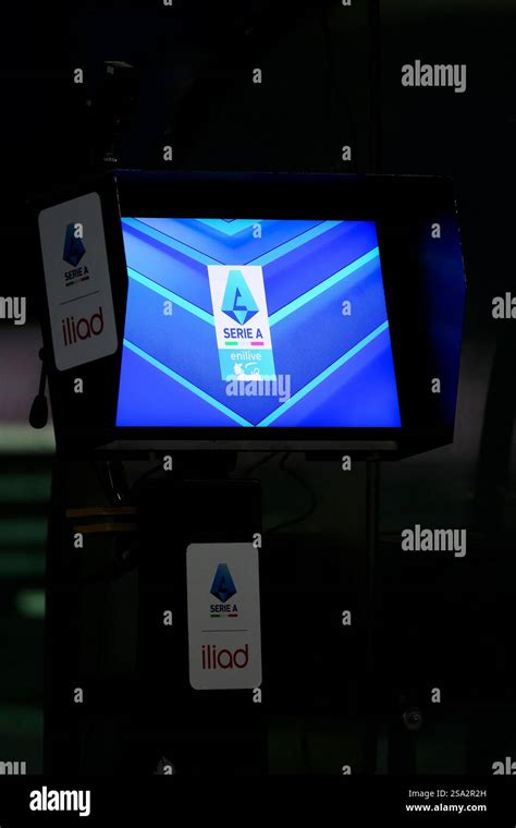 The Video Assistant Referee Var Monitor During The Serie A Football