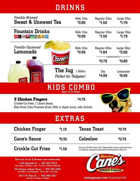Raising Canes Menu In Bixby Ok Order Delivery And Reviews