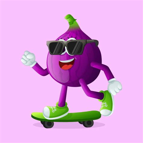 Cute Fig Character Skateboarding 27738348 Vector Art At Vecteezy