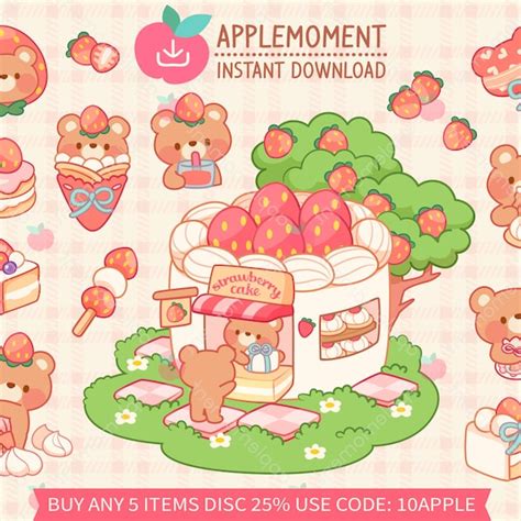 Cute Kawaii Printable Digital Stickers Clipart Cappy Birthday Orange