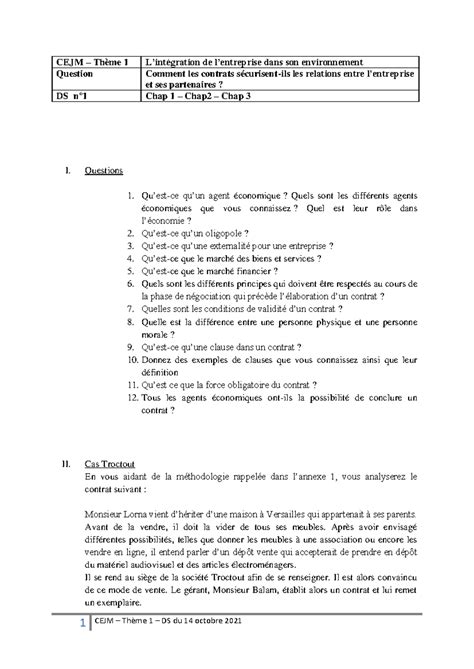 CEJM Thème 1 DS 14 octobre Chap 1 Chap 2 Chap 3 CEJM Thème
