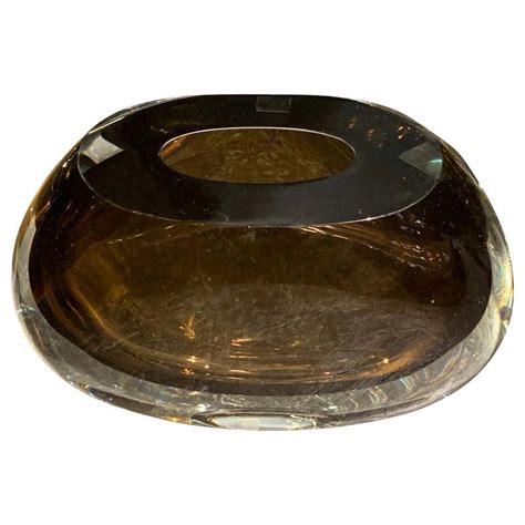 Amber And Clear Brazilian Thick Glass Oval Shape Vase Brazil