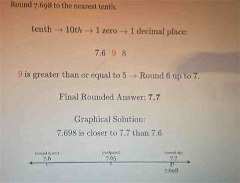 Round 7 698 To The Nearest Tenth Tenth 10th → 1 Zero 1 Decimal Place