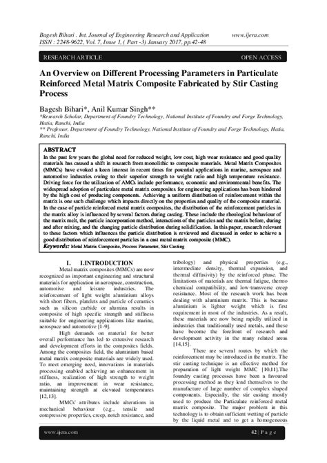 Pdf An Overview On Different Processing Parameters In Particulate Reinforced Metal Matrix
