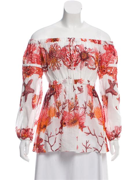 Roberto Cavalli Printed Off The Shoulder Top SPONSORED Cavalli