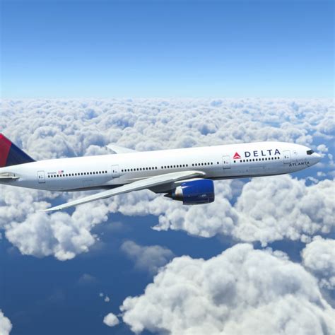 Delta Plane Flies Above The Clouds Travel Off Path