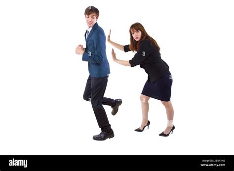 Woman Pushing Man Away Cut Out Stock Images And Pictures Alamy