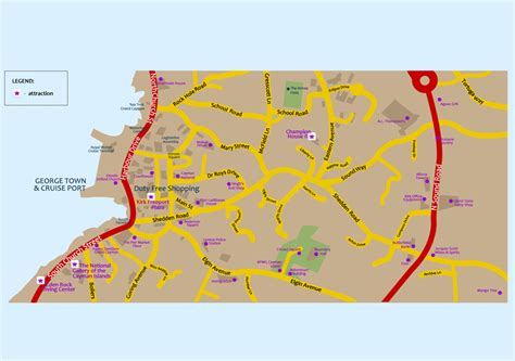 George Town Map Tourist Maps Destination Cayman Islands