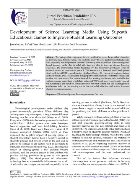 Pdf Development Of Science Learning Media Using Supcath Educational