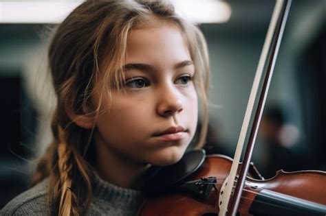 Premium Ai Image Shot Of A Young Girl In Her Music Lesson Created