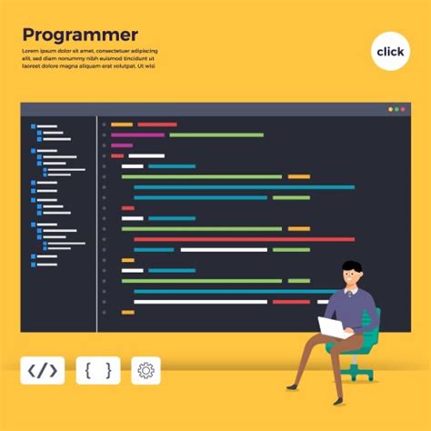 Flat Design Concept Programmer Coding Program Vector Image