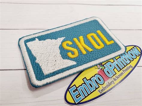 Skol Minnesota 3 X 2 Italian Leather Patch Mn White And Yellow Vikings