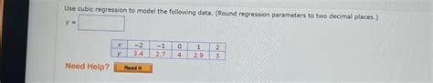 solved use cubic regression to model the following data