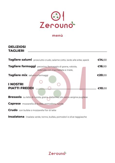 Menù Completo E Carta 2024 Zerouno Pizzeria A Torino Thefork