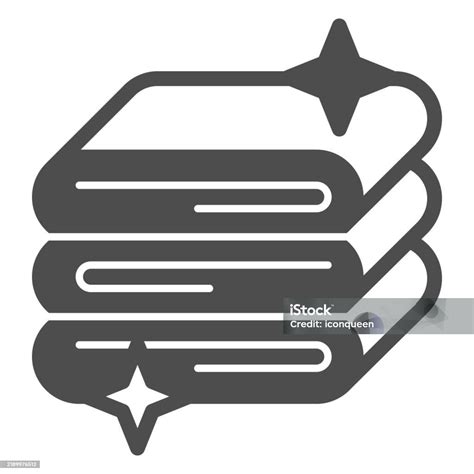 수건 천 스택 솔리드 아이콘 세탁 서비스 개념 벡터 그래픽 흰색 배경에 반짝이는 깨끗하고 씻은 린넨 천 기호 모바일 또는 웹 디자인을위한 글리프 스타일 아이콘 3 명에 대한