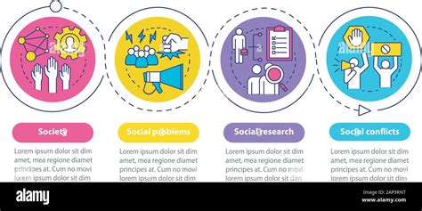 Sociology Vector Infographic Template Society Social Problems Conflicts Ppresentation Design