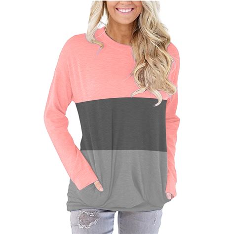 Vkekieo Graphic Sweatshirts Crew Neck Long Sleeve Solid Travel Pink 60