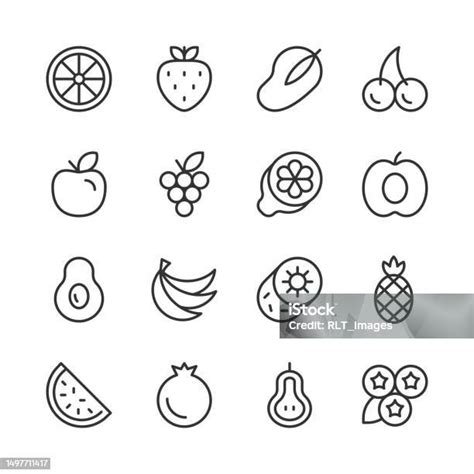 Fruit Icons Monoline Series向量圖形及更多水果圖片 水果 線圖示 橙 Istock