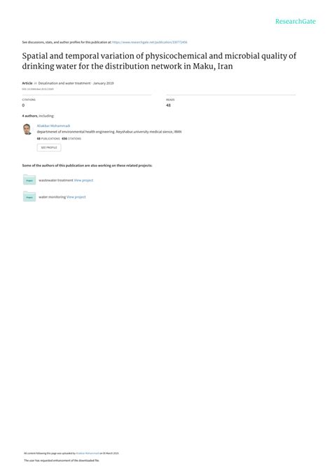 Pdf Spatial And Temporal Variation Of Physicochemical And Microbial