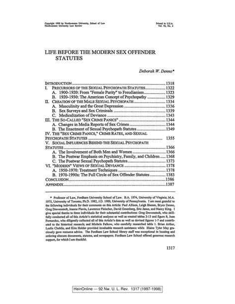 Pdf Life Before The Modern Sex Offender Statutes