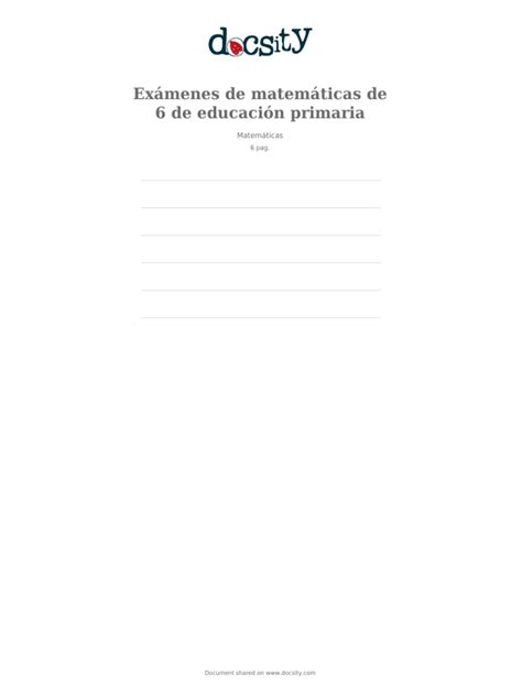 Docsity Examenes De Matematicas De 6 De Educacion Primaria 3 Pdf
