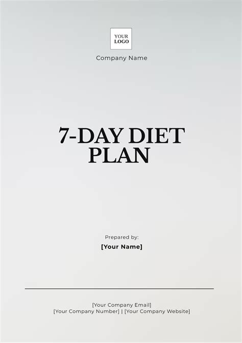 Free 7 Day Diet Plan Template To Edit Online