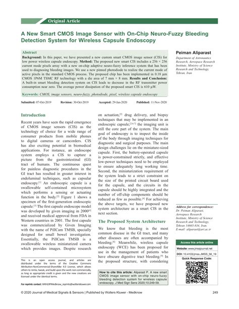 Pdf A New Smart Cmos Image Sensor With On Chip Neuro Fuzzy Bleeding Detection System For
