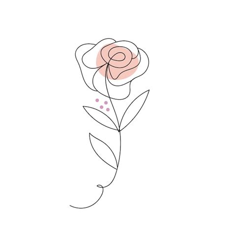 라인 아트 스타일의 한 선 그리기 미니멀 꽃 그림 프리미엄 벡터
