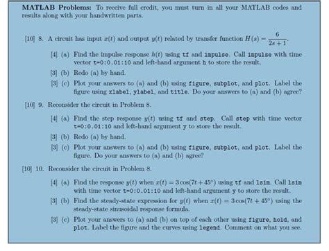 solved matlab problems to receive full credit you must