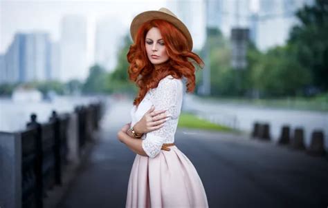 Wallpaper Girl Dress Red Hat Maxim Romanov For Mobile And Desktop