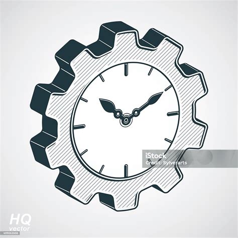 벡터 3d 복고풍 코그 휠 및 시계 시침 0명에 대한 스톡 벡터 아트 및 기타 이미지 0명 2015년 3차원 형태 Istock