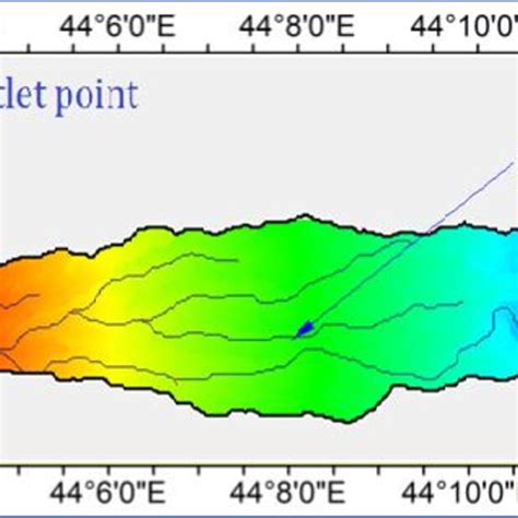 Digital Elevation Model Dem For Zerin Catchment Area Delineate By Wms