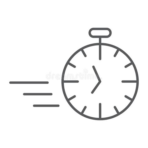 Stopwatch Thin Line Icon Countdown And Time Timer Sign Vector Graphics A Linear Pattern On A