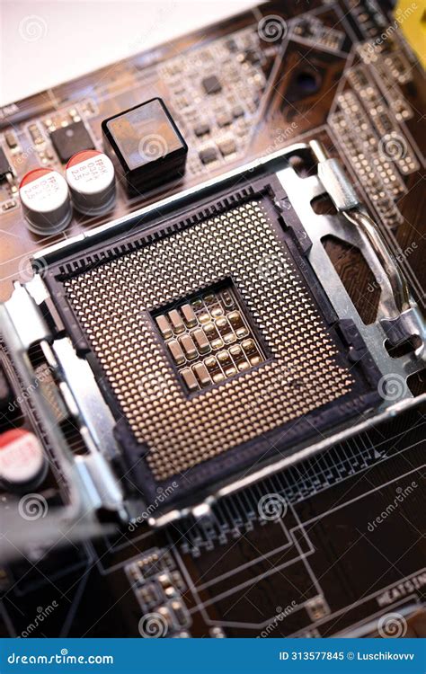 Microprocessor And Socket On The Motherboard Computer Radio Components