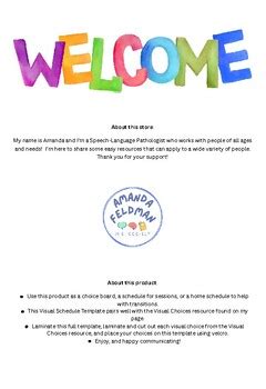 Visual Schedule Template By Amanda Feldman TPT