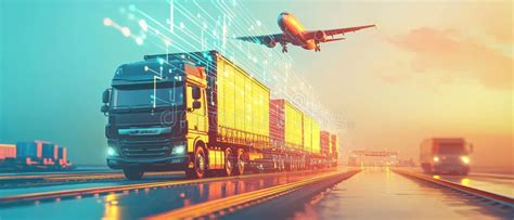 Dynamic Logistics Network With Cargo Truck Train And Airplane In
