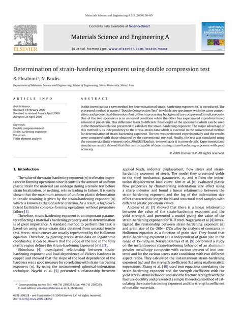 Pdf Determination Of Strain Hardening Exponent Using Double Compression Test Dokumentips