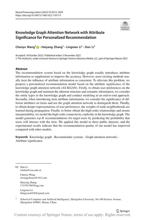 Knowledge Graph Attention Network With Attribute Significance For
