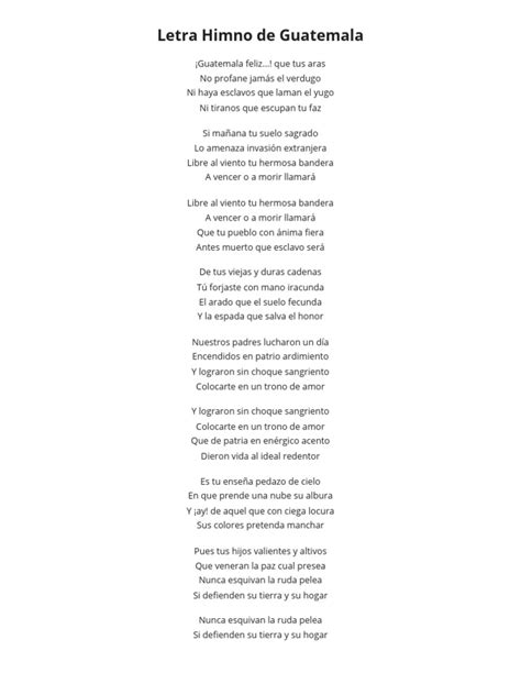 Letra Himno De Guatemala Pdf