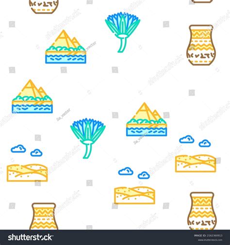 Egypt Civilization Landscape Vector Seamless Pattern Stock Vector