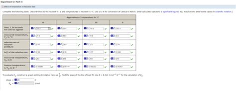 Solved To Evaluate Ea′ Construct A Graph Plotting Ln