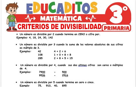 Criterios De Divisibilidad Para Tercero De Primaria Educaditos 12276