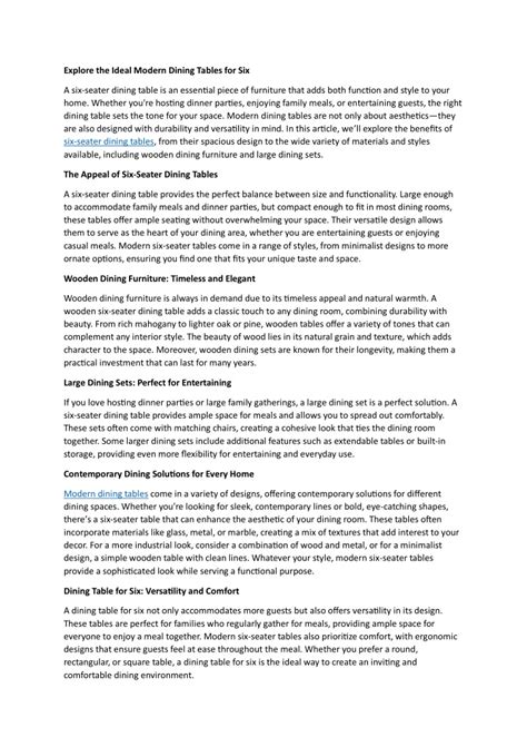 Ppt Explore The Ideal Modern Dining Tables For Six Powerpoint